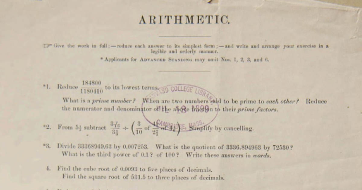 Harvard Math Exam from 1869 Doesn’t Allow You to Use a Calculator and ...