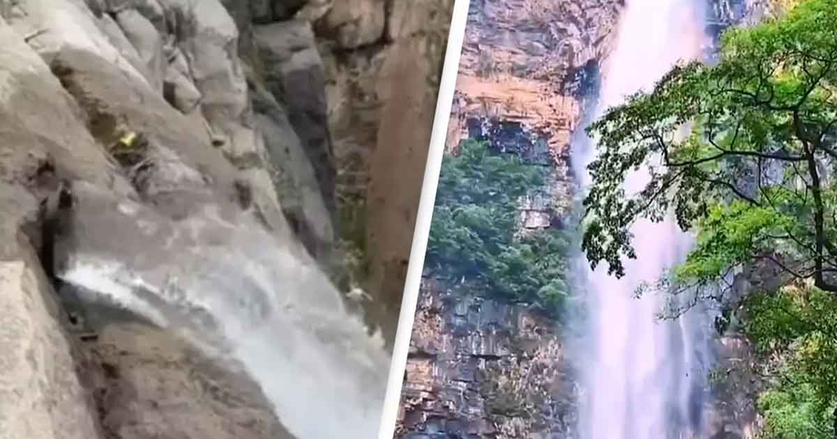 Hiker Spots Secret Behind Famous Waterfall in China - The Amazing Times ...